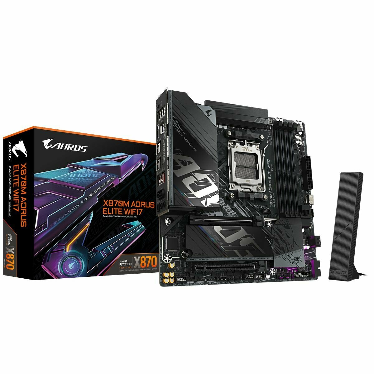 Материнская плата Gigabyte X870M AORUS ELITE WIFI7, AM5, AMD X870, Micro-ATX, RTL (X870M AORUS ELITE WIFI7)