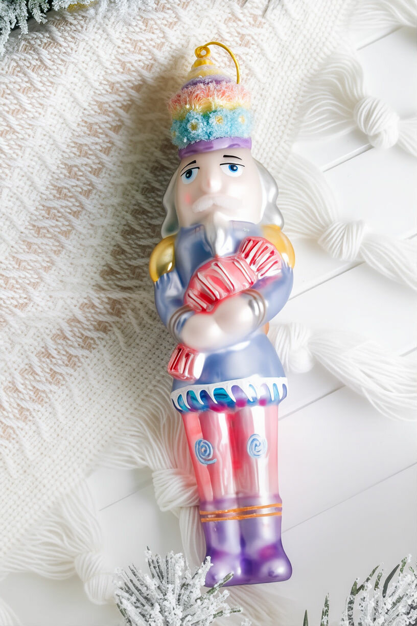 Ёлочная игрушка щелкунчик сладкоежка с конфетой, стекло, 16 см, Winter Deco 121564-2