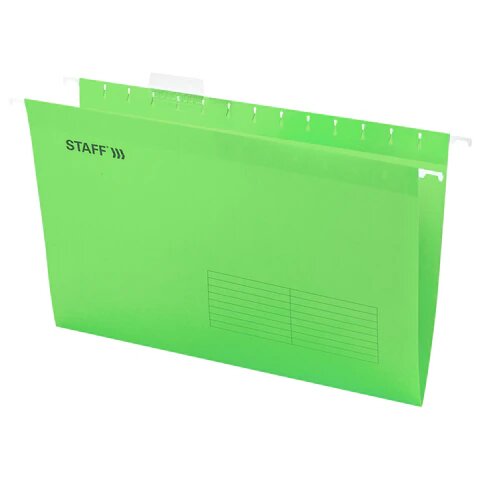 Подвесные папки A4/Foolscap (404х240мм) до 80 л, Комплект 10 шт, зеленые, картон, STAFF, 270934