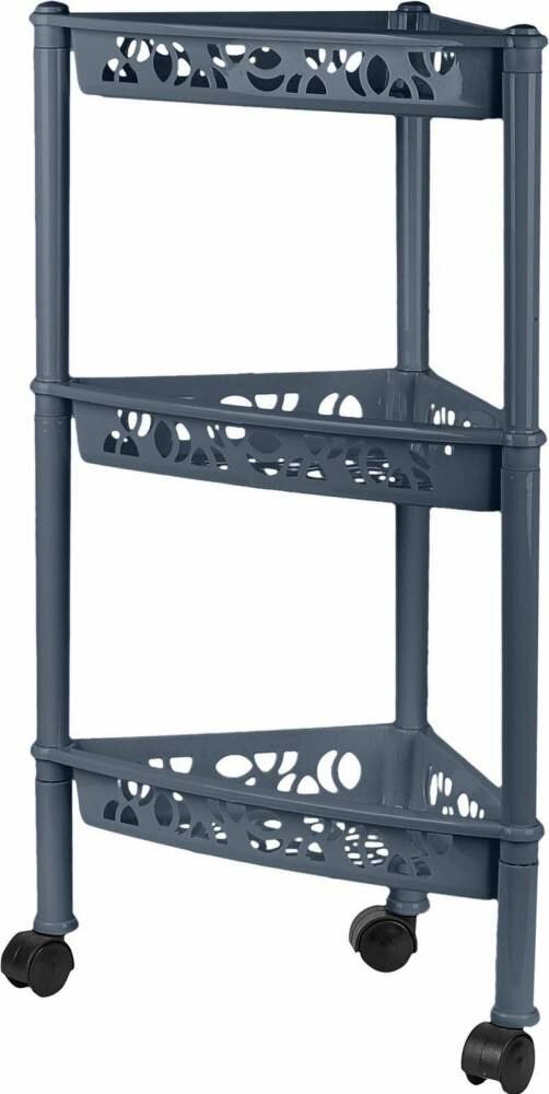 Этажерка 3-х секционная угловая на колесиках "Keeplex Light" 38.3*22.2*69см, космический серый