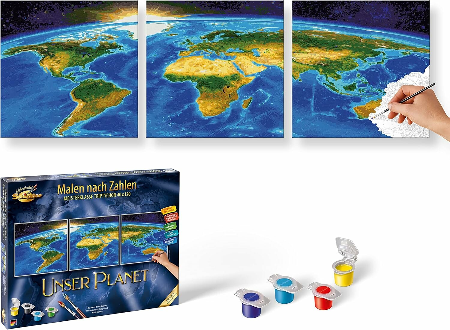 Набор для рисования по номерам Schipper - Большая картина по номерам из 3 частей Наша планета - Шиппер 602100569