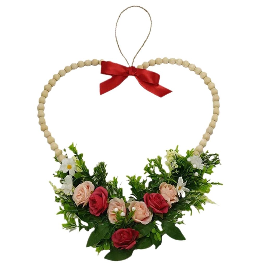 Сердечные гирлянды на День Святого Валентина с красным бантом и искусственными цветами