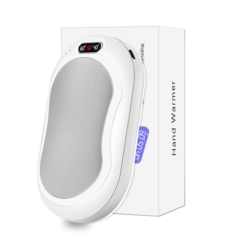 Горячая распродажа через границу: грелка для рук с функцией Power Bank, двустороннее нагревание, USB-зарядка, мобильный источник питания, трехуровневый цифровой дисплей температуры