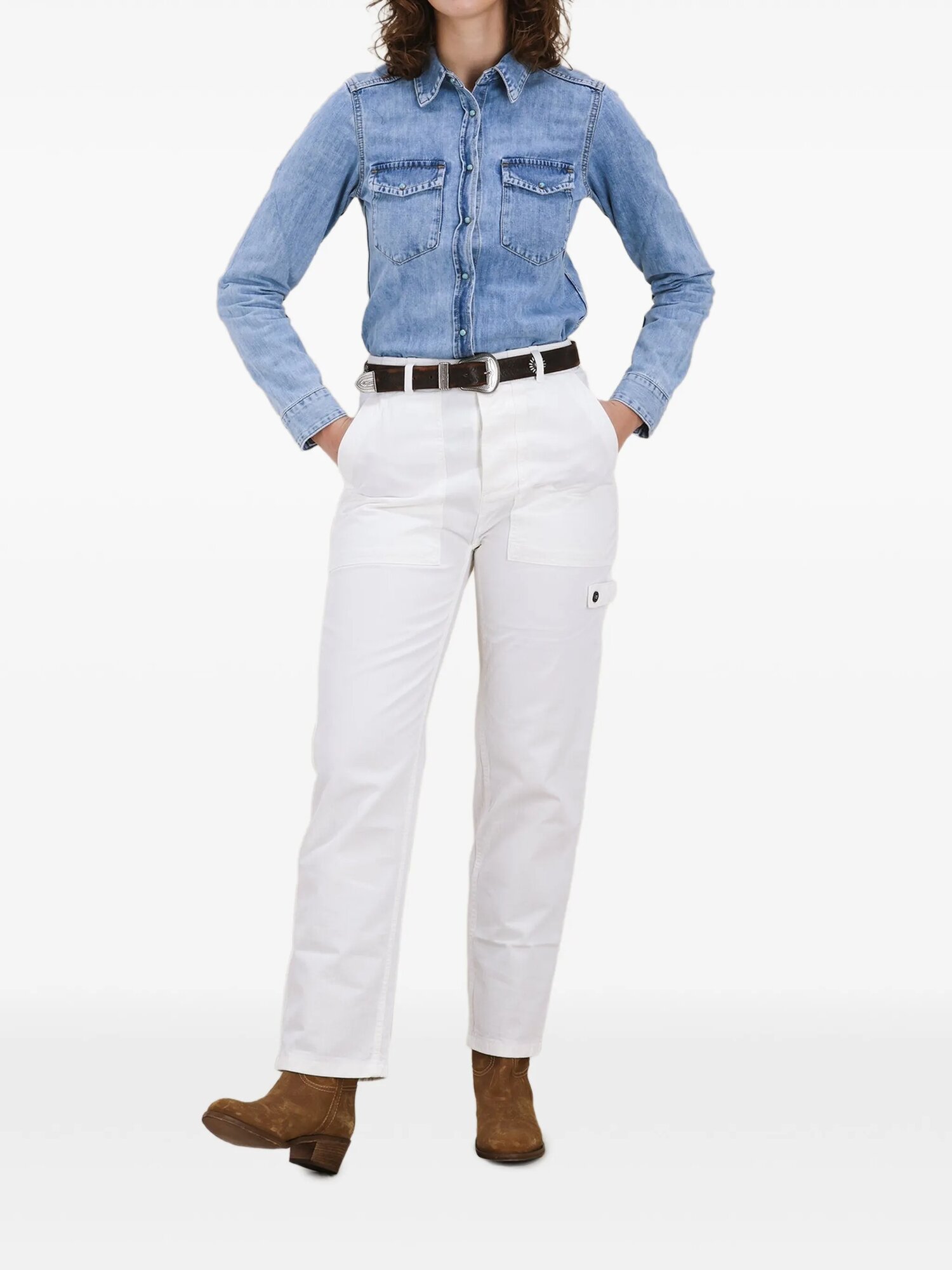 Рубашка FORTELA Flap-pocket texan shirt, размер 38, синий — фото 1