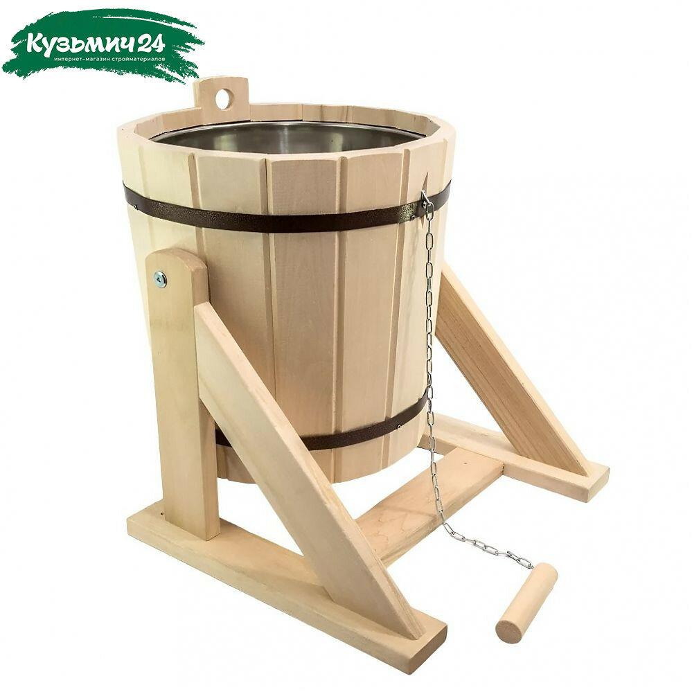 Ведро обливное R-SAUNA М-65, объем 20 л, Липа, вставка из нержавеющей стали, для бани и сауны, дерево, 1 шт