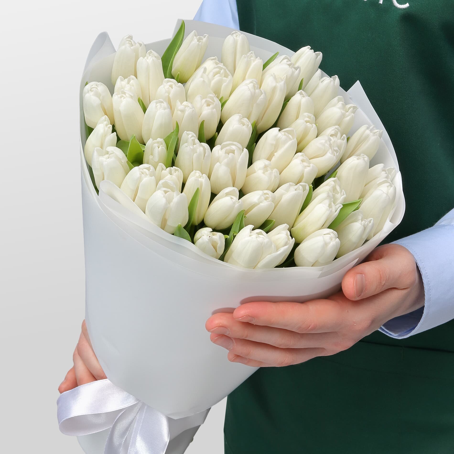 Букет из белых Тюльпанов 51 шт Дыхание ангела