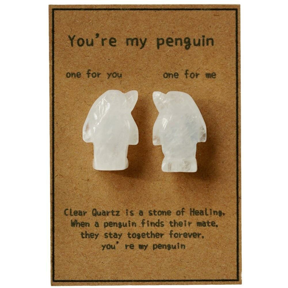 Подарочная карточка с кристаллами "You are my penguin" натуральные камни