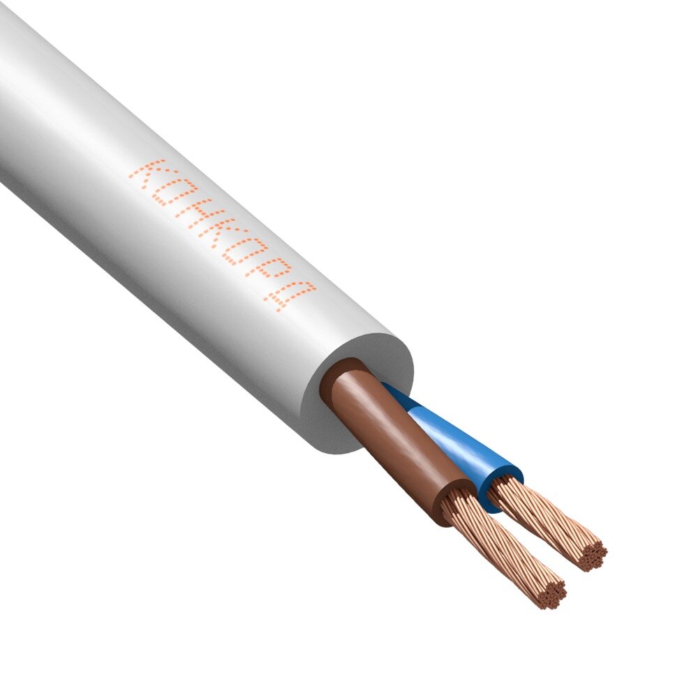 Провод бытовой ПВС 2х0.75 мм Конкорд белый 20 м