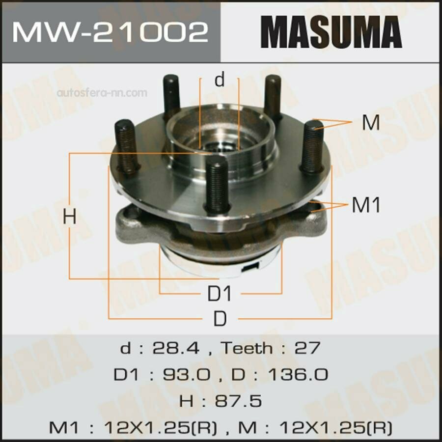 MASUMA MW21002 Ступичный узел MASUMA front NISSAN FUGA / Y50 (with ABS)