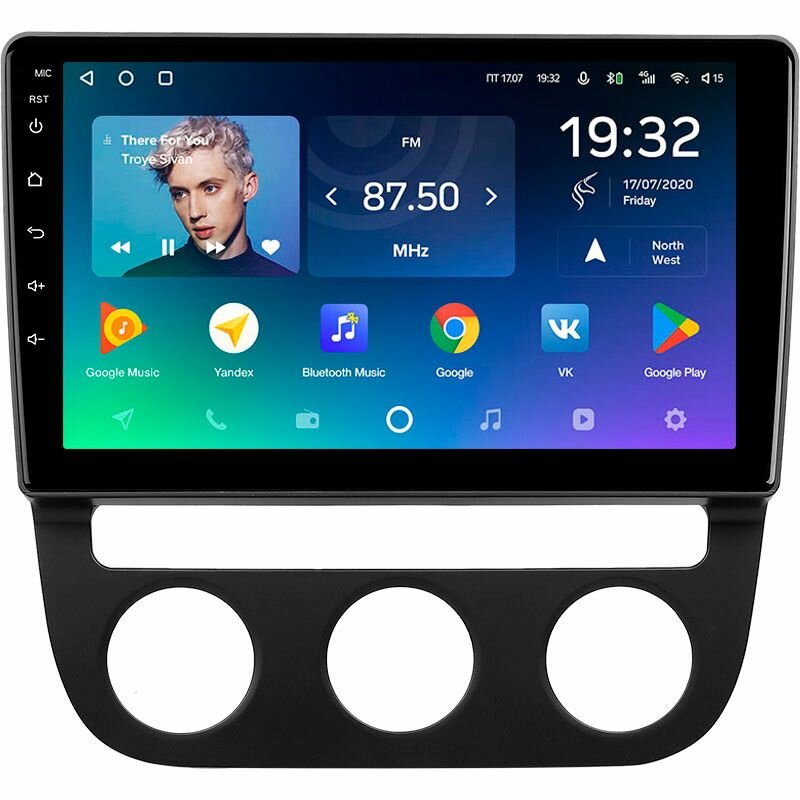 Автомагнитола с рамкой 2 din 10 дюймов для Volkswagen Jetta 5 (F2 вариант) 2005-2011 / Android 6Gb+128Gb / GPS / Поддержка сим-карты / Встроенные кулер охлаждения