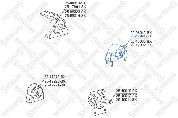 Подушка двигателя задняя Toyota Corolla Stellox 25-17991-SX