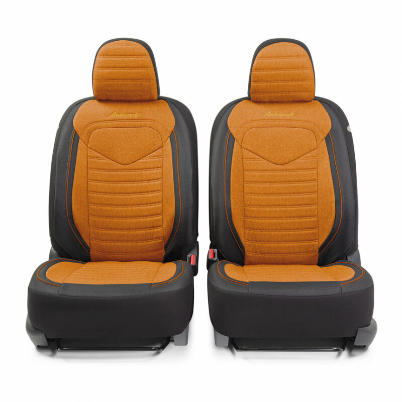 AUTOPROFI LIN1505BKORANGE Чехлы на сиденье универсальные LINEN, лён крупного плетения, чёрн./оранжевый