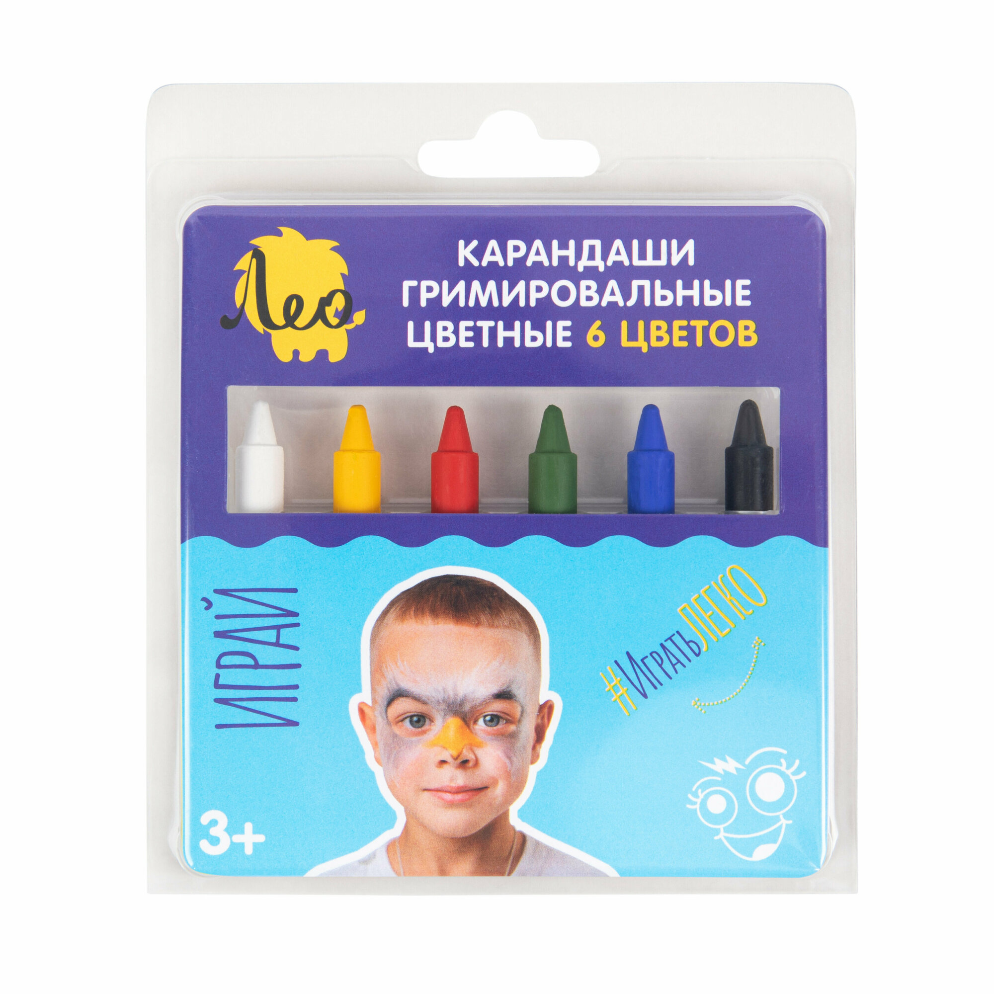 Карандаши гримировальные "Лео" "Играй" цветные LPFPS-06 6 цв. 21 г Классики