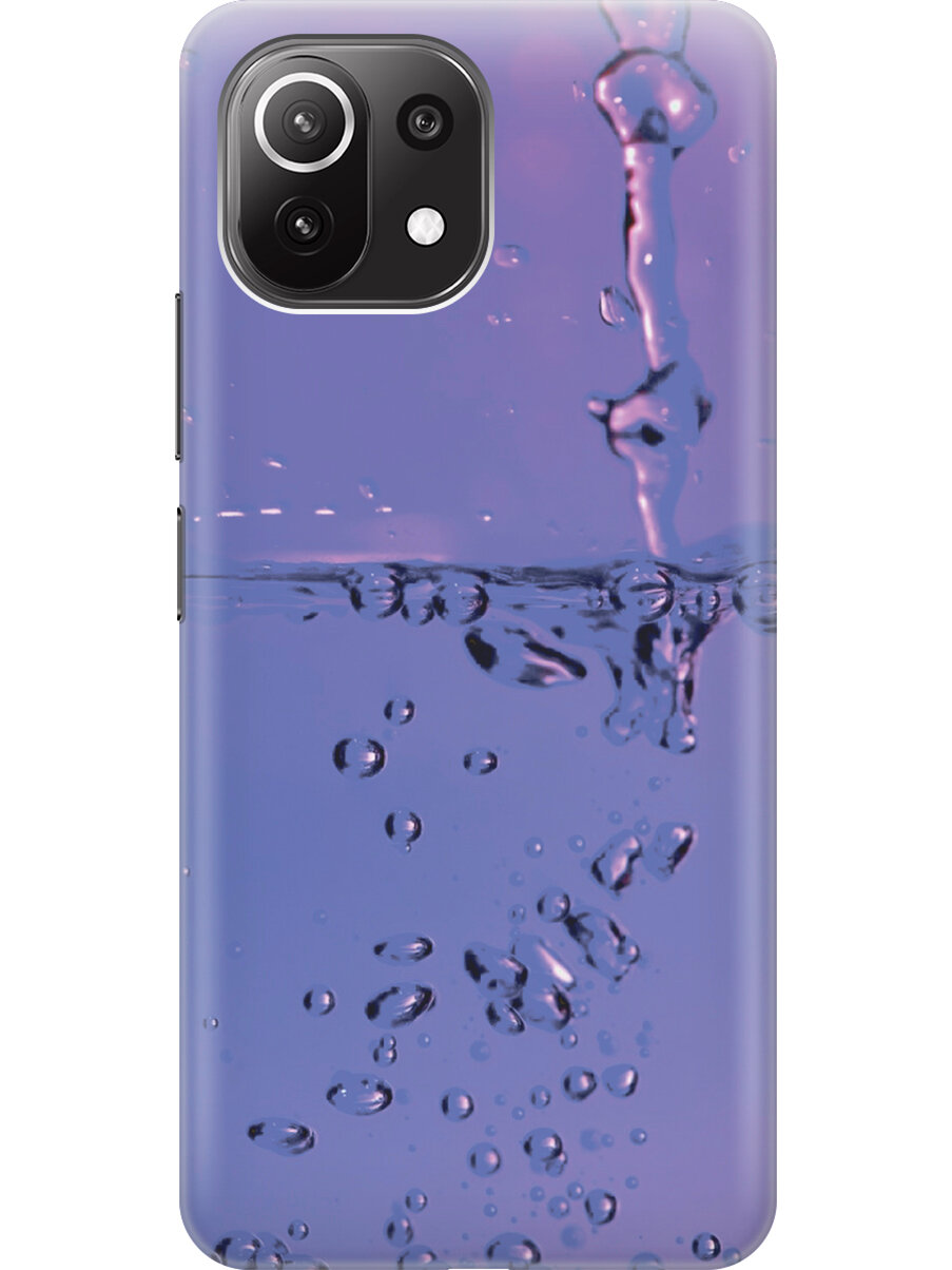 Силиконовый чехол на Xiaomi Mi 11 Lite, 11 Lite 5G, Сяоми Ми 11 Лайт, 11 Лайт 5г с принтом "Капли на сиреневом"