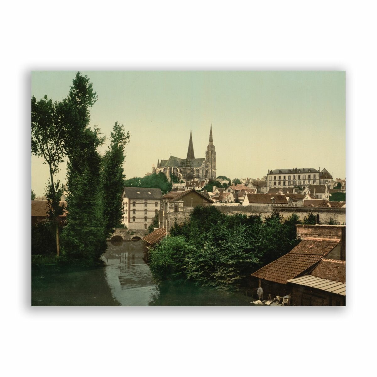 Постер, плакат на бумаге / The Eure and new bridge, Chartres, France / Размер 40 x 53 см