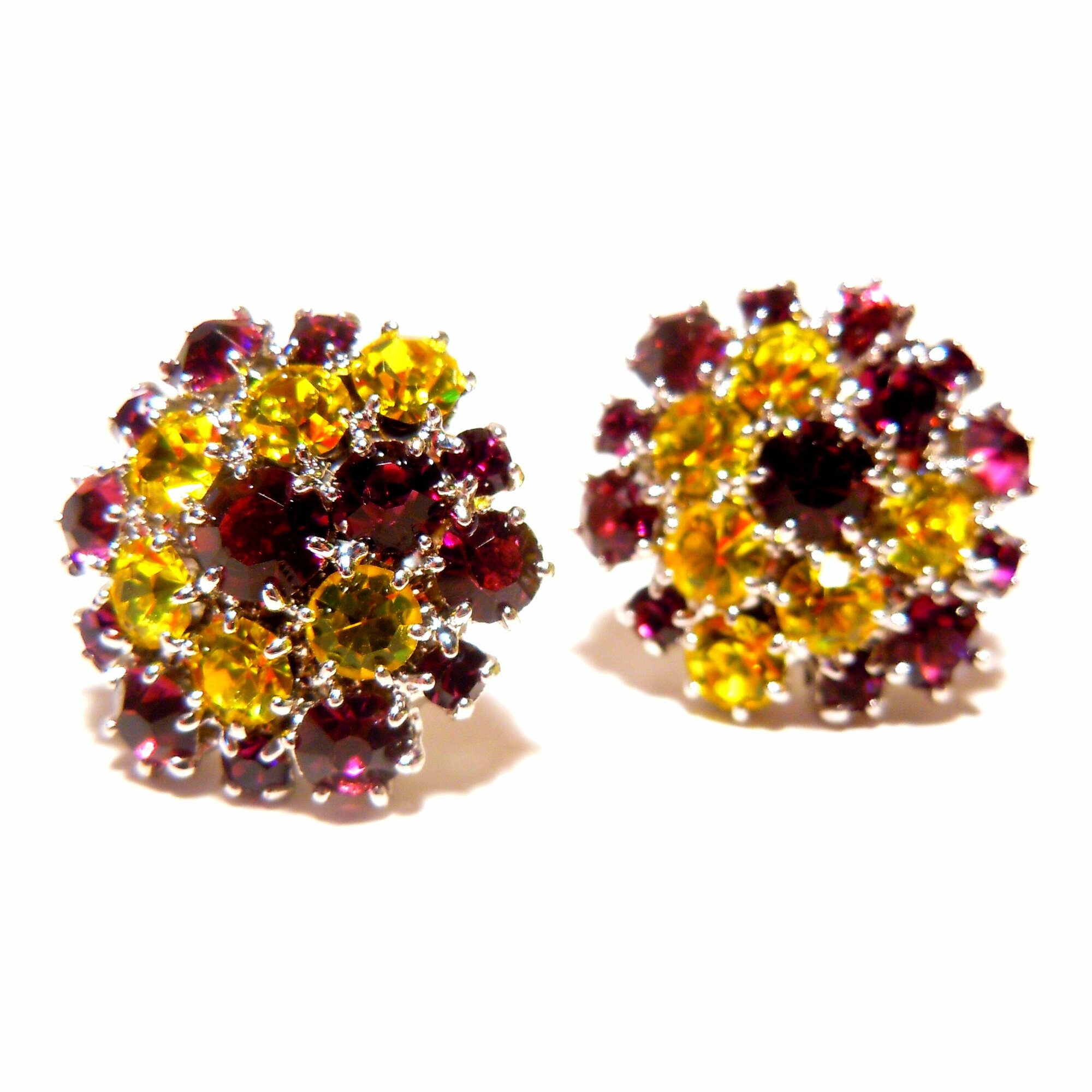 Серьги пусеты, двусторонние Чарующий Рай, кристаллы Preciosa