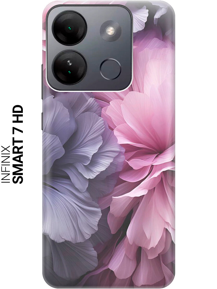Силиконовый чехол на Infinix Smart 7 HD / Инфиникс Смарт 7 ХД с рисунком "Розово-фиолетовые цветы"