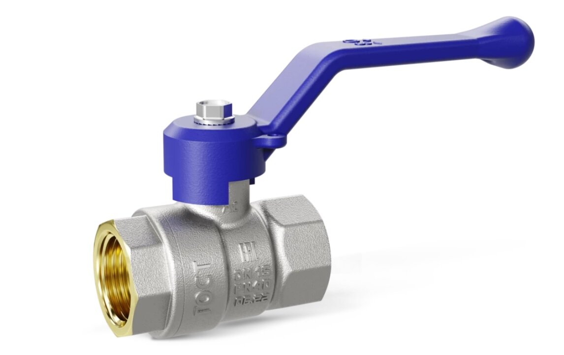 Кран шаровой латунный LD Pride 47.15. В-В. Р Ду 15 Ру 40 рычаг (blue). арт. LD 47.301.15 B