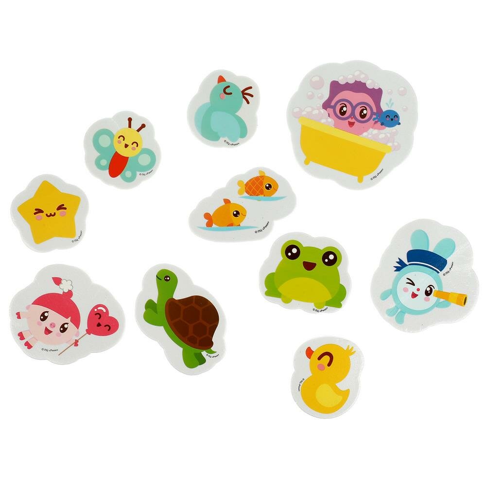 Набор стикеров для купания Капитошка 10шт "Малышарики" из EVA, в сумочке-сетке