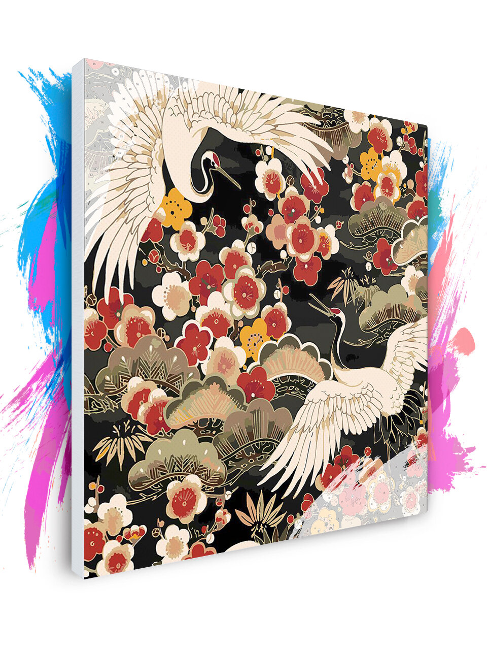 Картина по номерам на холсте Журавли Восточный стиль, 40 х 40 см