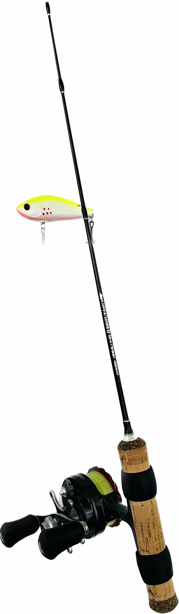 Оснащенное зимнее удилище с катушкой Lucky John