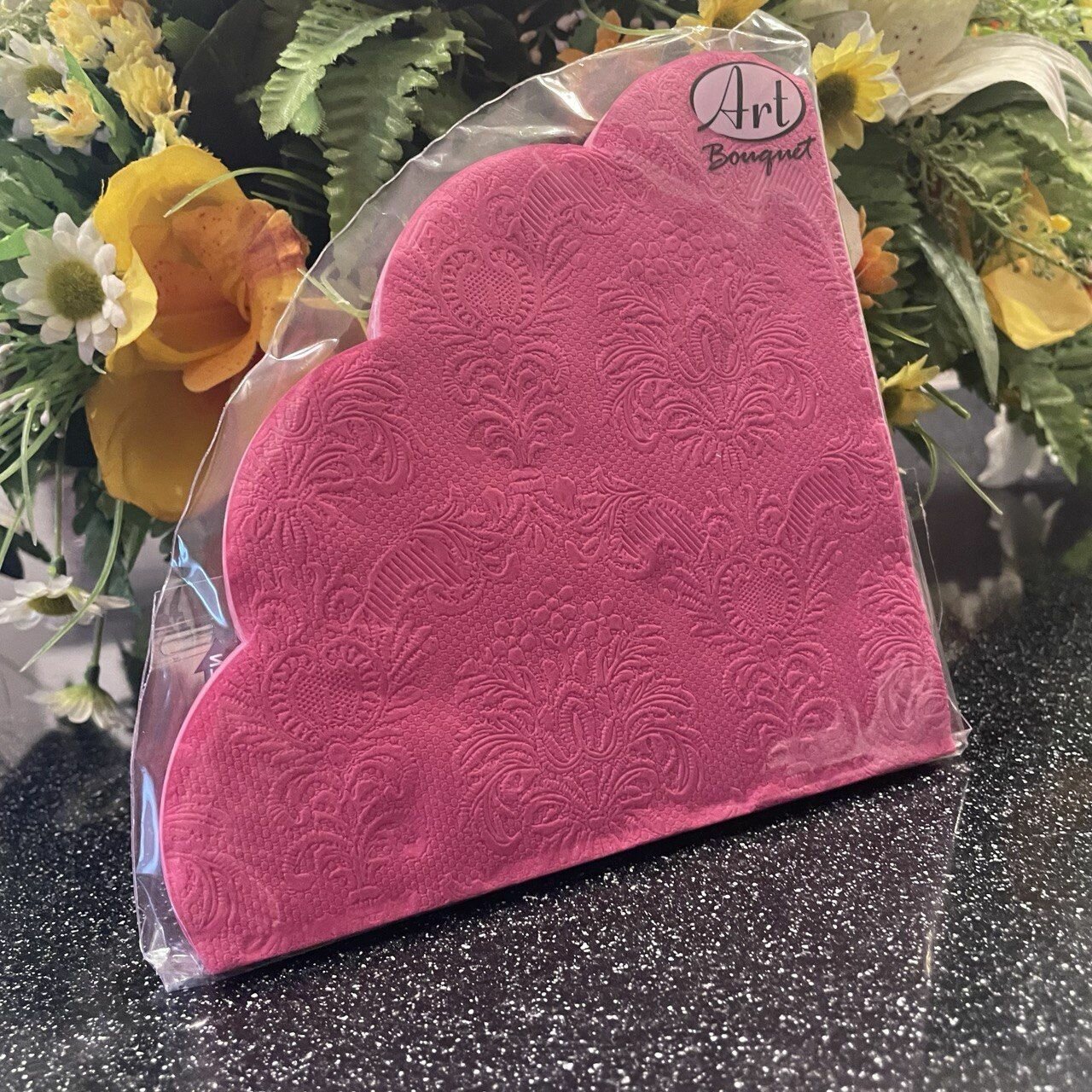 Салфетки Desna "Барокко Малиновый", круглые, для сервировки, 32x32 см