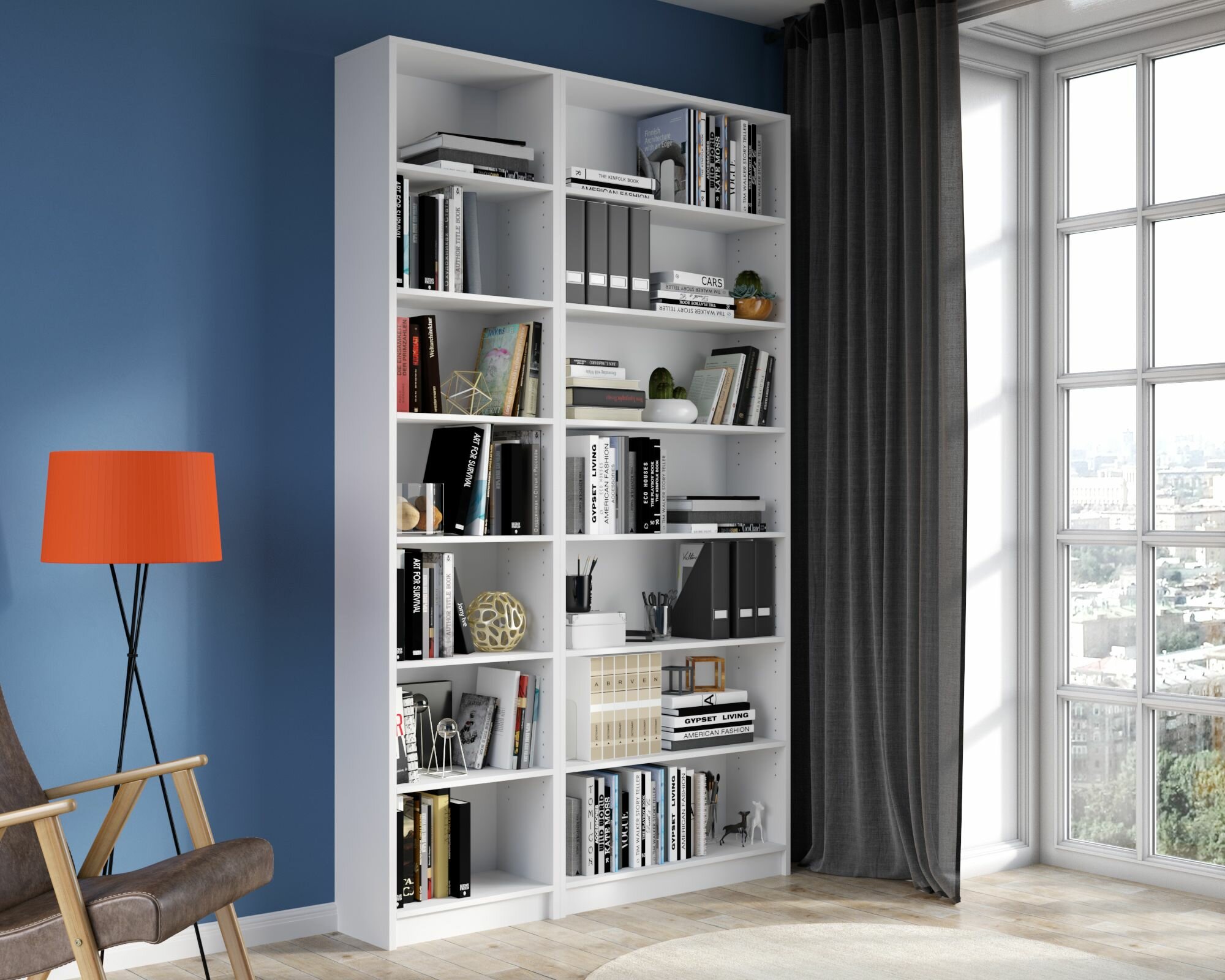 Стеллаж для книг с полками Мебель на Руси "Билли 7" 120х237х28, белый