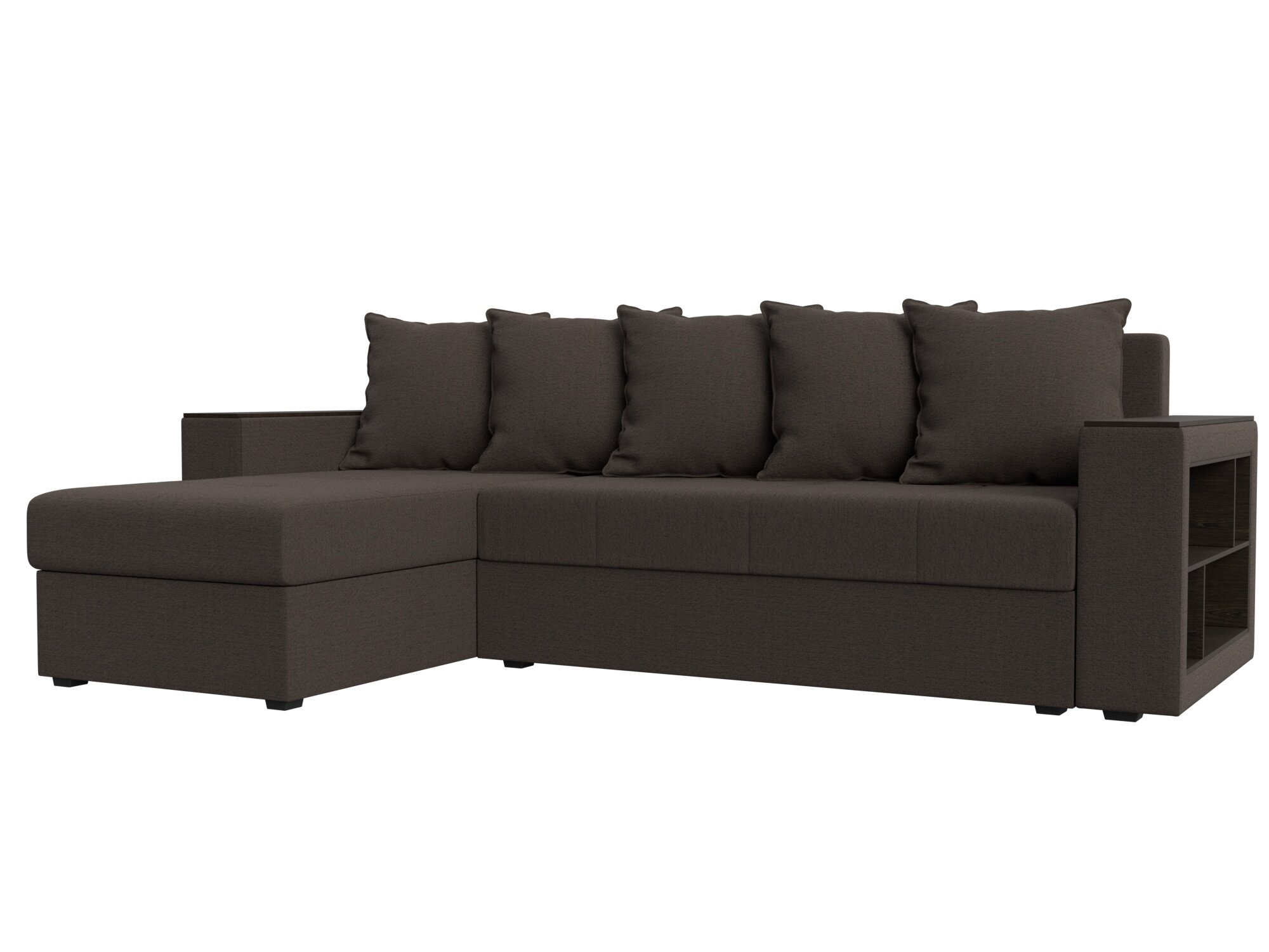 Диван угловой Дубай Лайт левый угол, рогожка Амур коричневый