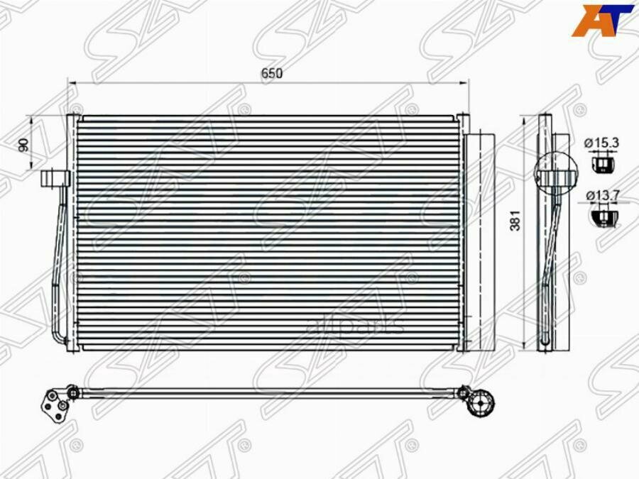 SAT ST-BM60-394-A0 Радиатор кондиционера BMW 5-Series 03-10 / 6-Series 03-10 / 7-Series 01-08