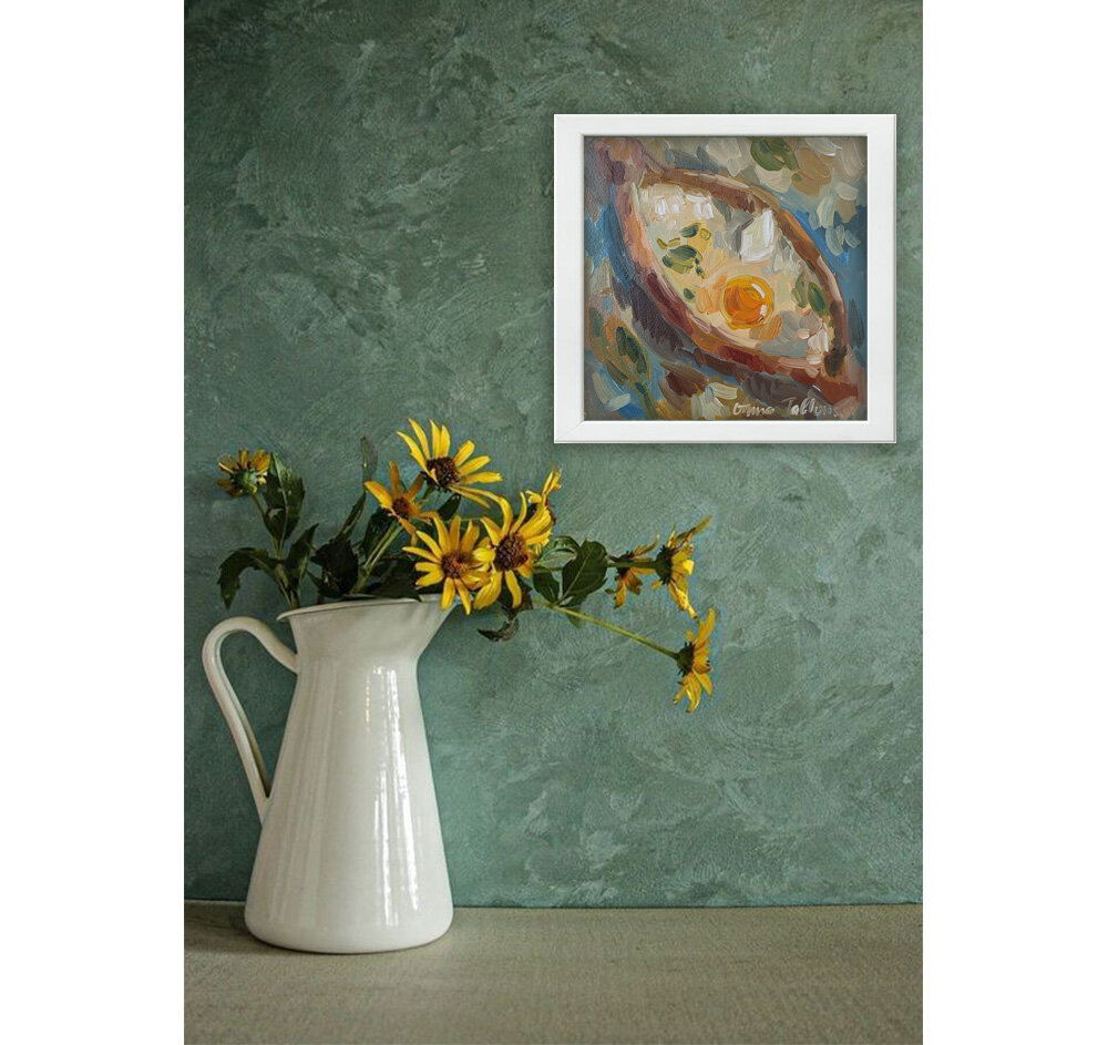 Картина "Хачапури с маслом" 20 x 20 см