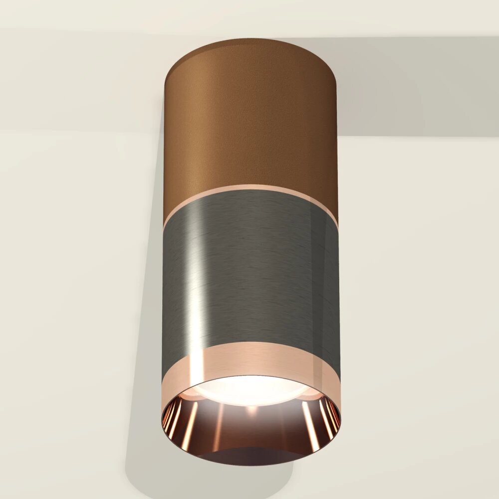 Комплект накладного светильника XS6303021 DCH/CF/PPG черный хром/кофе песок/золото розовое полированное MR16 GU5.3