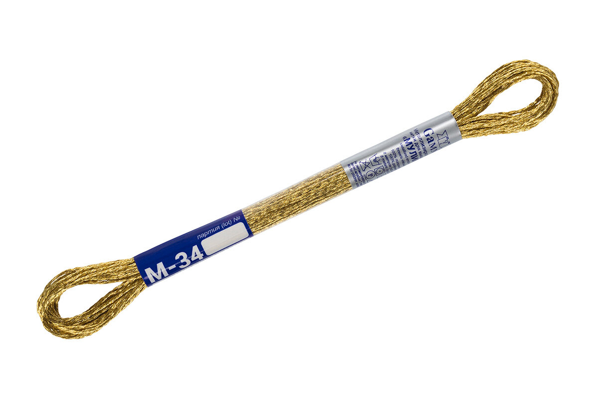 Мулине "Gamma" NM металлик 100% полиэстер 8 м М-34 золотой