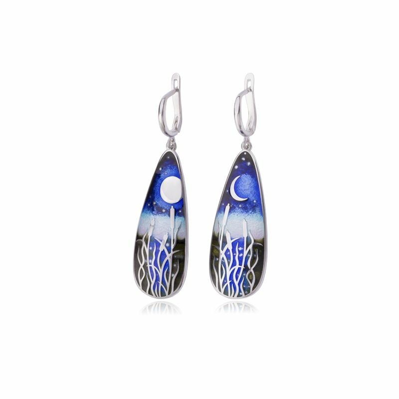 Серьги с подвесками FILLART, серебро, 925 проба, эмаль