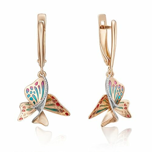 Серьги, красное золото, 585 проба, эмаль