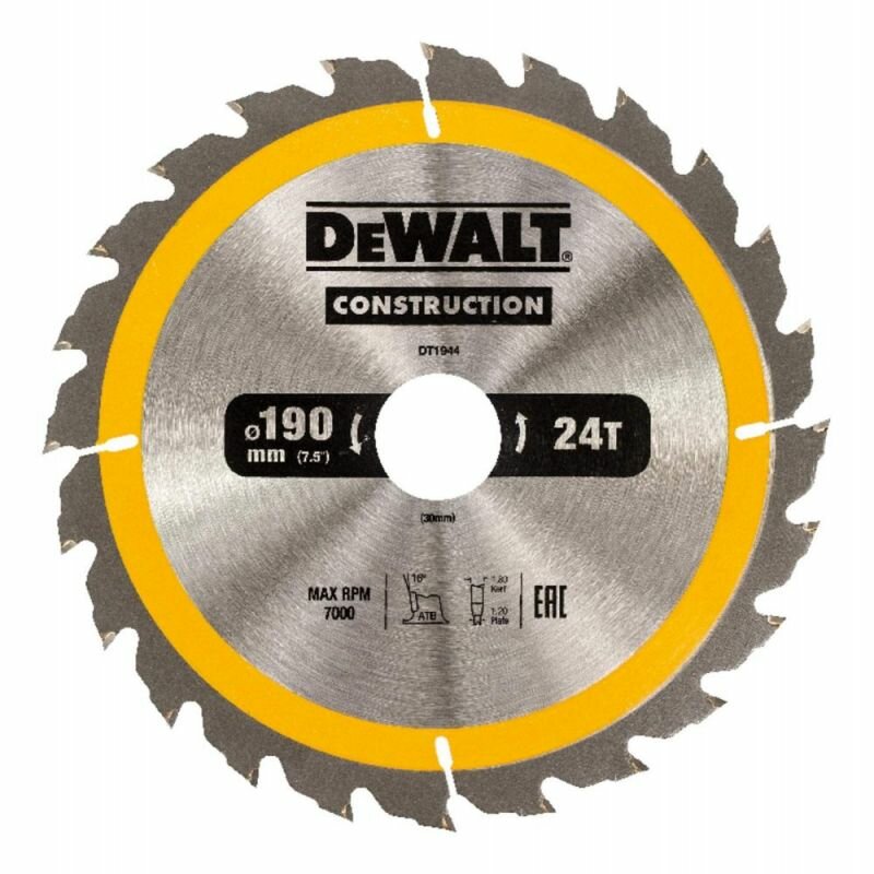Пильный диск DeWALT CONSTRUCTION DT1944, п/дер. с гвоздями 190/30