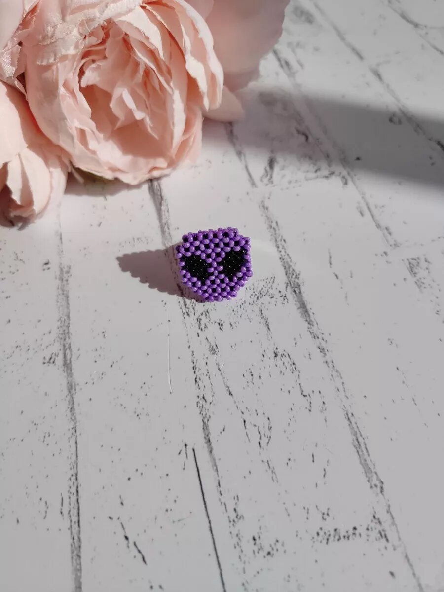 Кольцо Seit Jewelry, бисер, черный/фиолетовый — фото 1