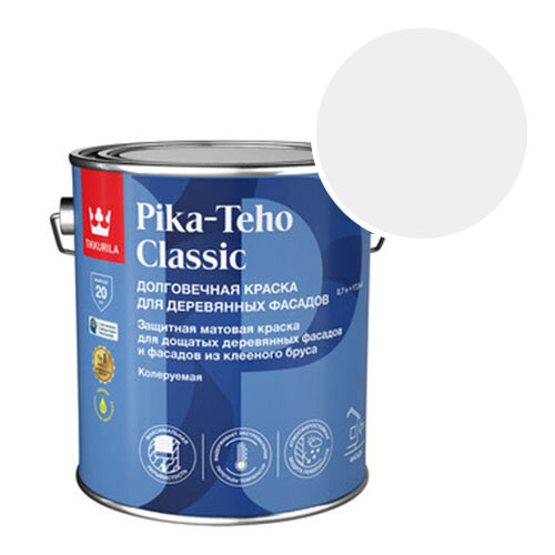 Краска фасадная по дереву Tikkurila Pika-Teho Classic водно-дисперсионная RAL 9003 (Сигнальный белый - Signal white) 2,7 л