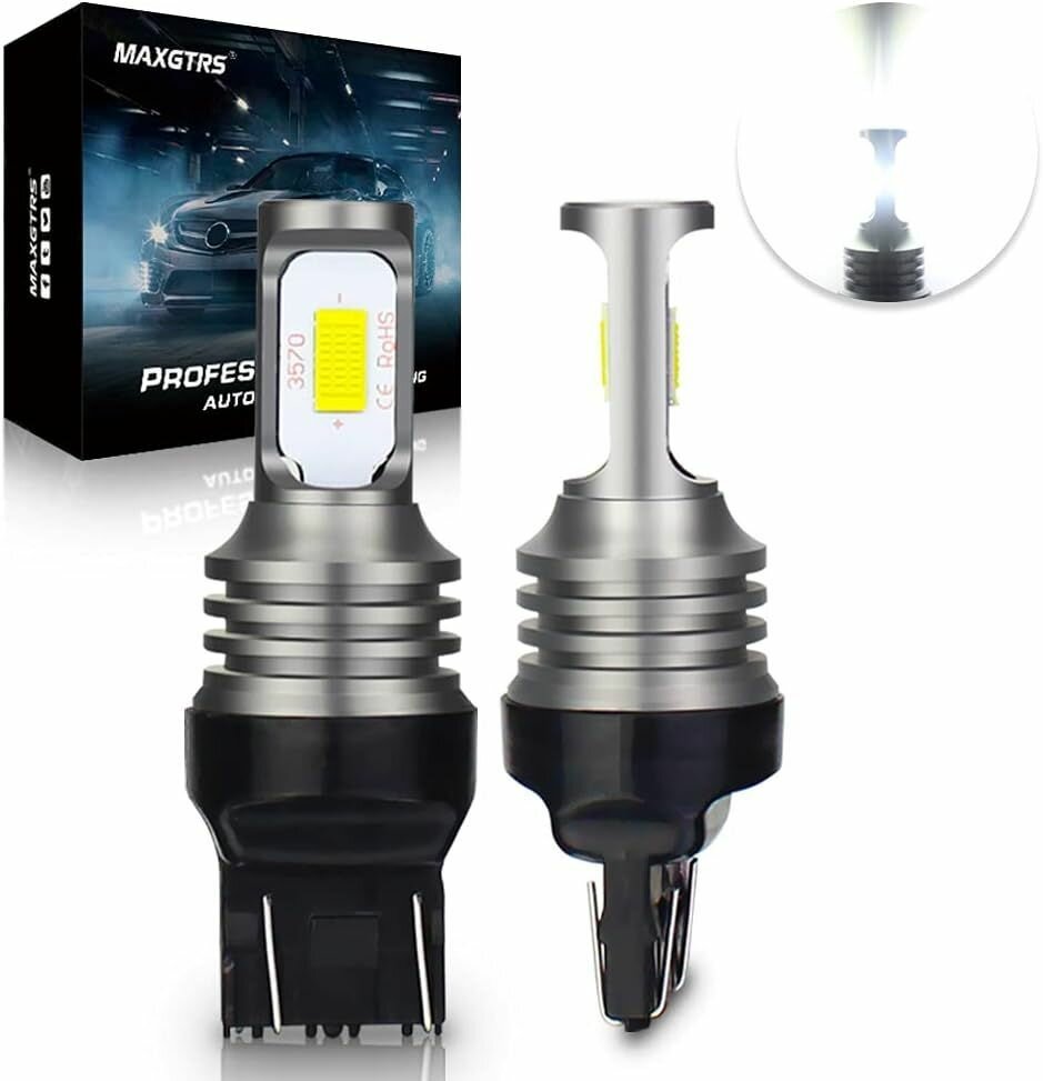 Автомобильная светодиодная лампа W21W/5, T20, 7443, W3х16q LED двухконтактная лампа (комплект 2 шт.)