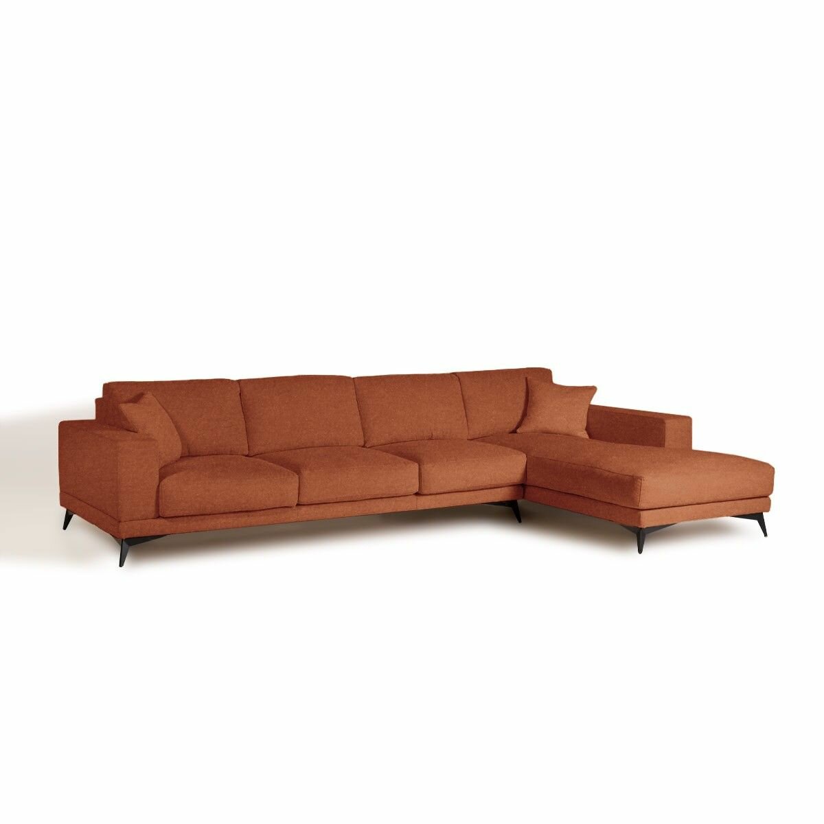 Диван Бергамо с оттоманкой правый в премиальном шенилле NIAGARA terracotta 240х250