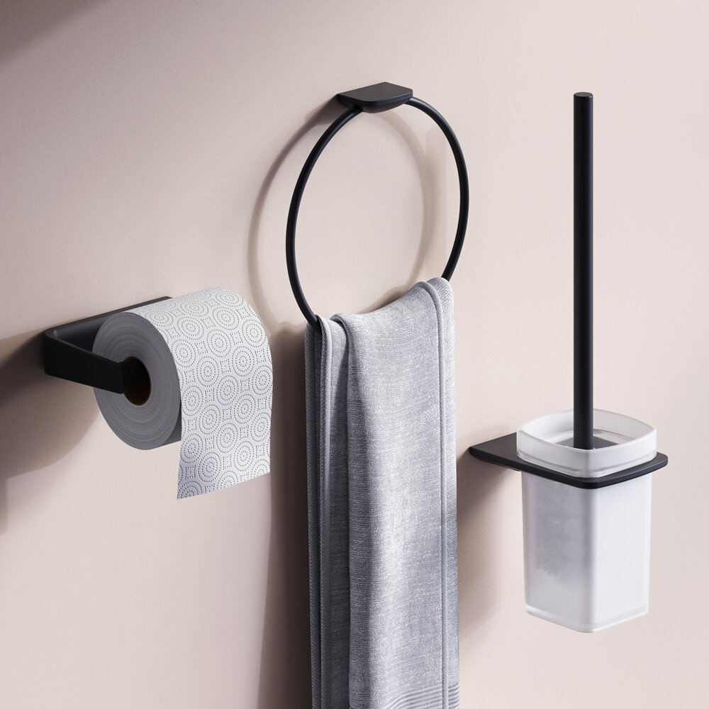 Аксессуары для ванной AM.PM Inspire V2.0, набор: крючок для полотенец, держатель для туалетной бумаги, ершик, черный