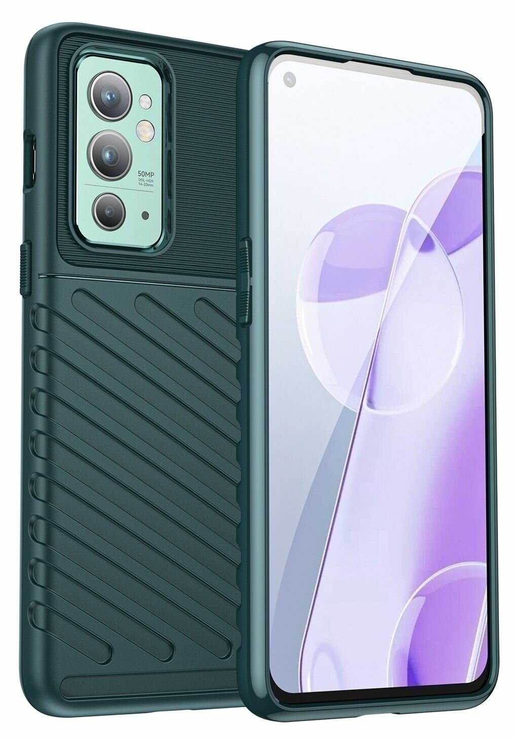 Чехол для OnePlus 9RT силиконовый Thunder Series зелёный противоударный