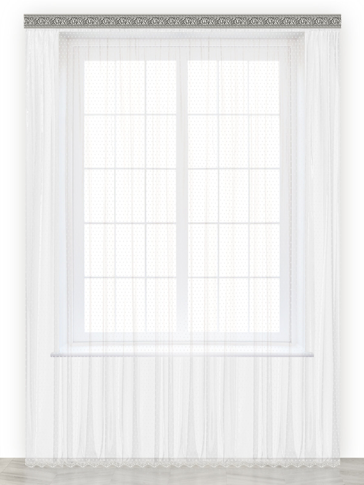 Вуаль "Горошек белый" Ш 300 х В 270 см, тюль для комнаты белый