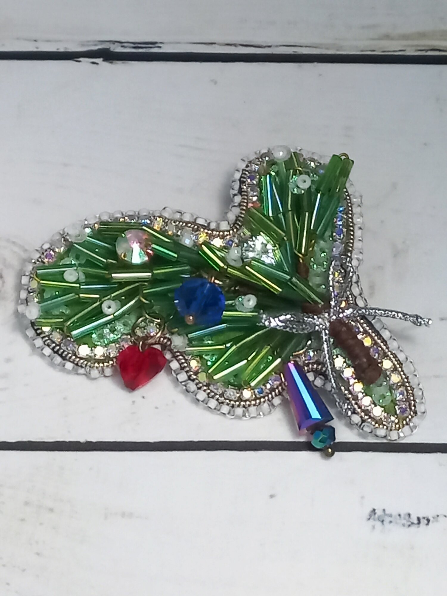 Брошь, фианит, стекло