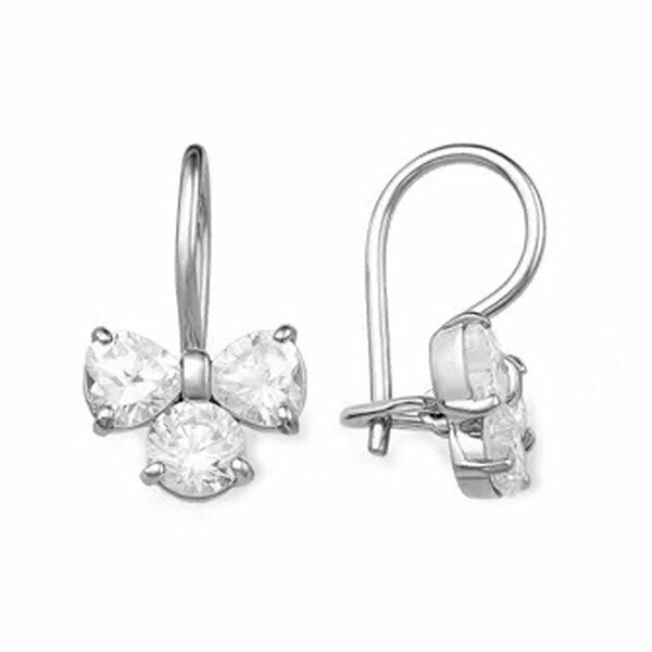 Серьги, серебро, 925 проба, родирование, фианит