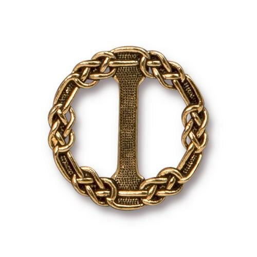 Декоративный элемент, 20мм, TierraCast, пряжка Кельтская, базовый материал - оловянный сплав, позолоченная с чернением, 1 шт.