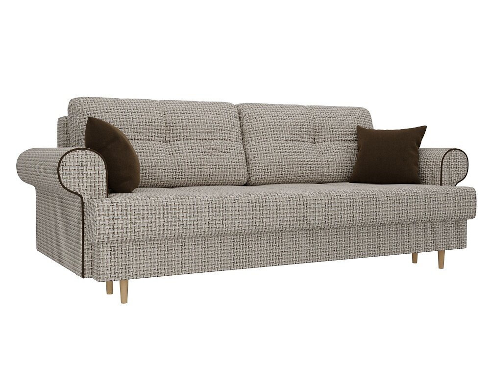 Прямой диван Сплин Бежевый 2 Рогожка, еврокнижка, 225х110х85 см, с ящиком для белья