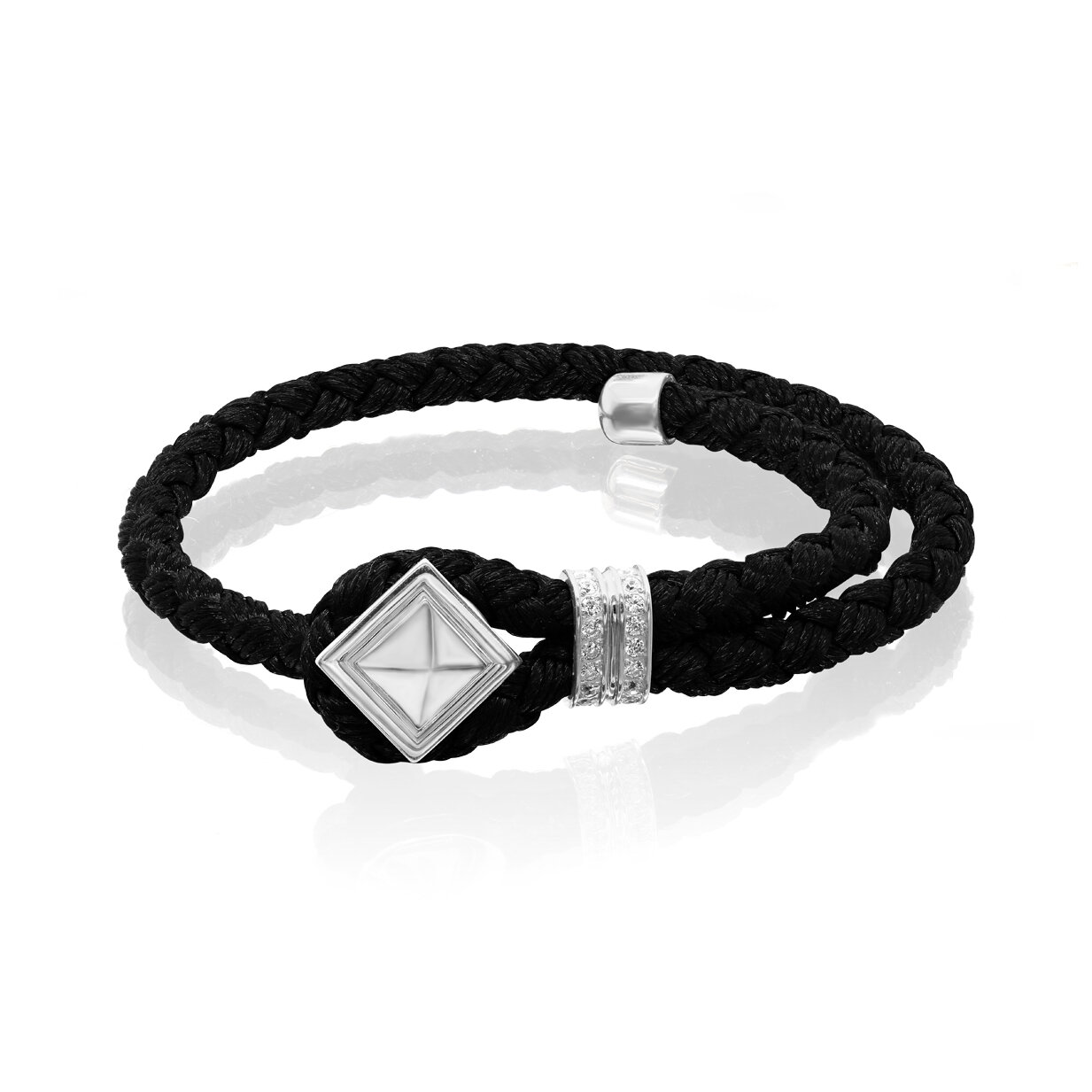 Браслет-цепочка, серебро, 925 проба, родирование, фианит