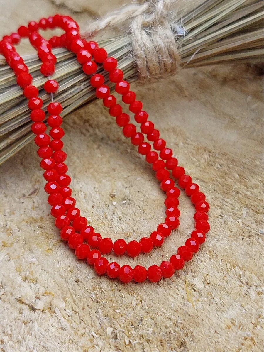 Бусины для рукоделия стеклянные рондели, гранёные, 3мм, 1 нить