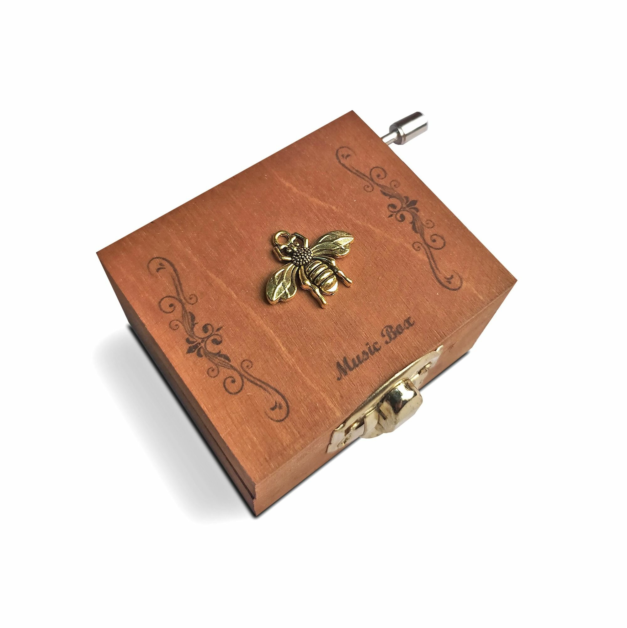 Музыкальная деревянная шкатулка-шарманка "Пчела" с мелодией Canon