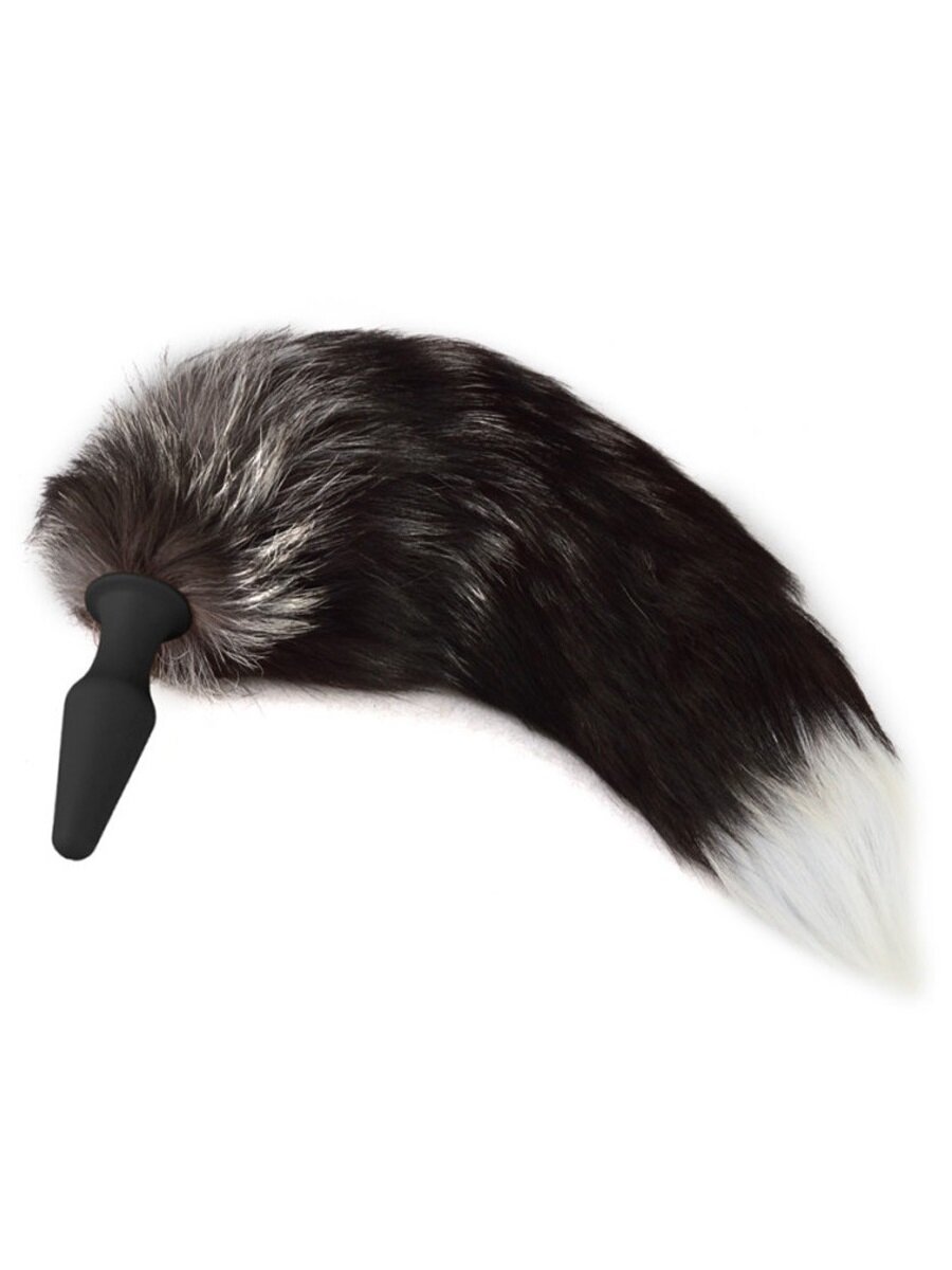 Анальная пробка с хвостом из натурального меха, 9см